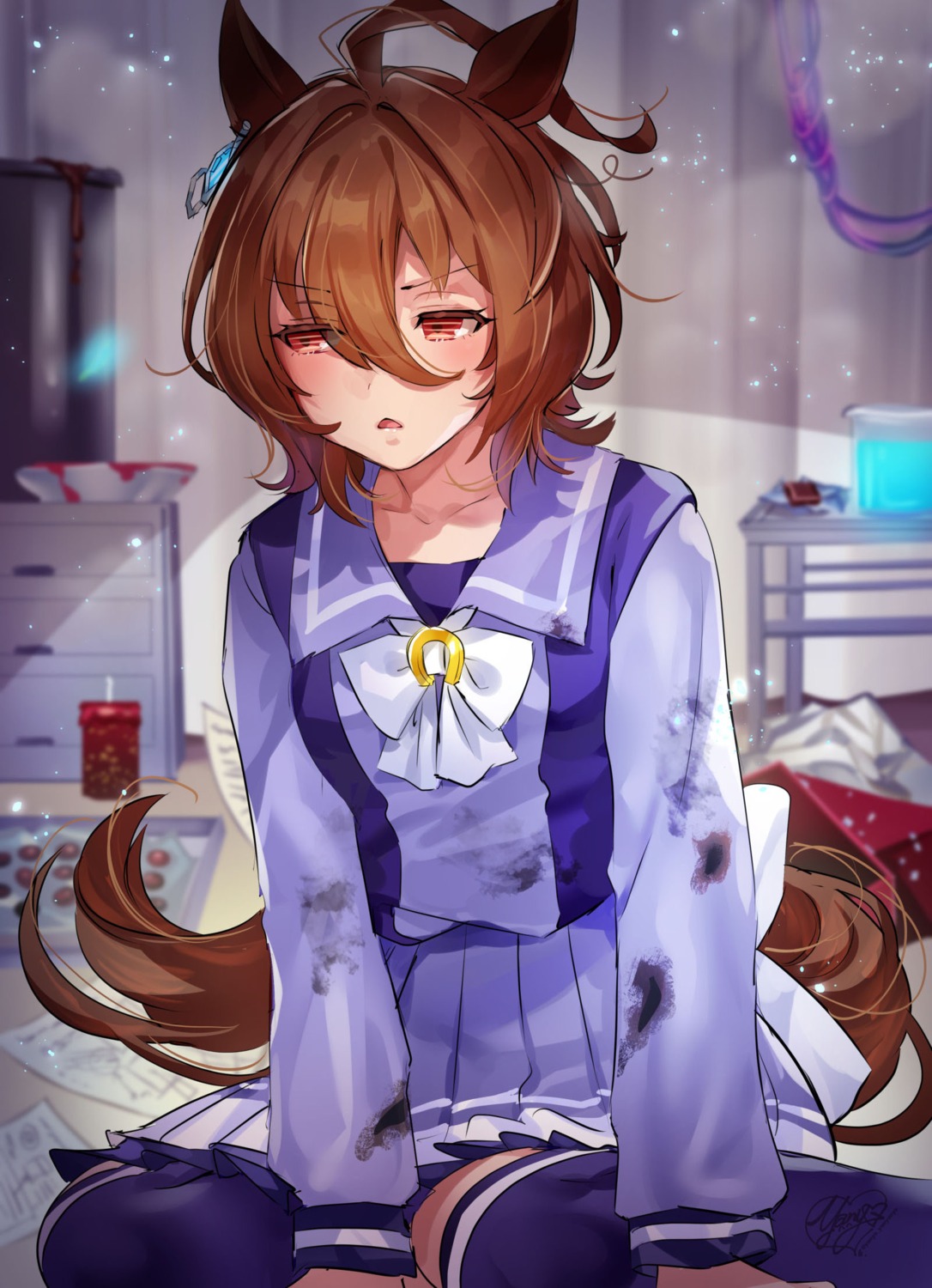 yanyo (ogino atsuki) uma musume pretty derby agnes tachyon (umamusume) animal ears seifuku tail ...